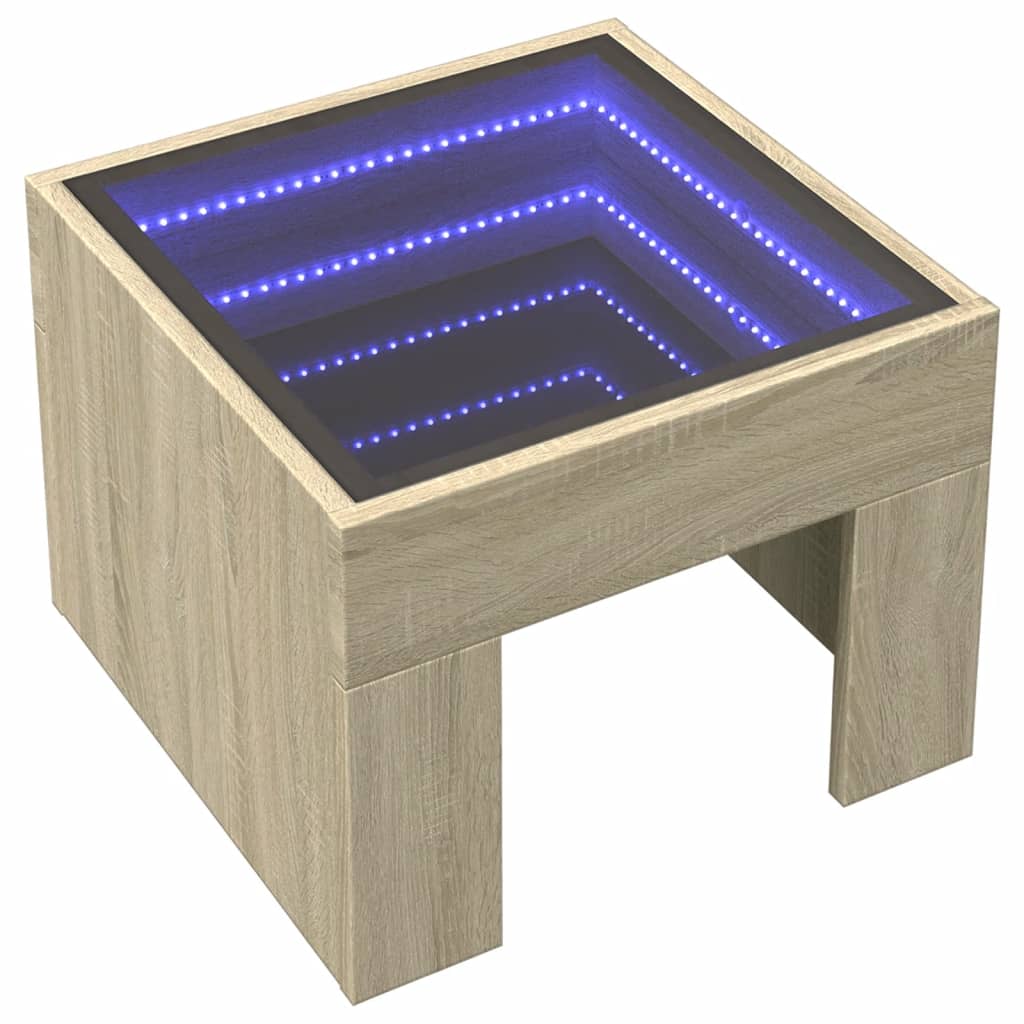 Naktinis staliukas su Infinity LED, ąžuolo, 40x40x30cm – TIK BALDAI